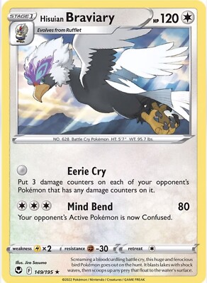 Pokemon TCG 149/195 Rare Hisuian Braviary Silver Tempest | eBay