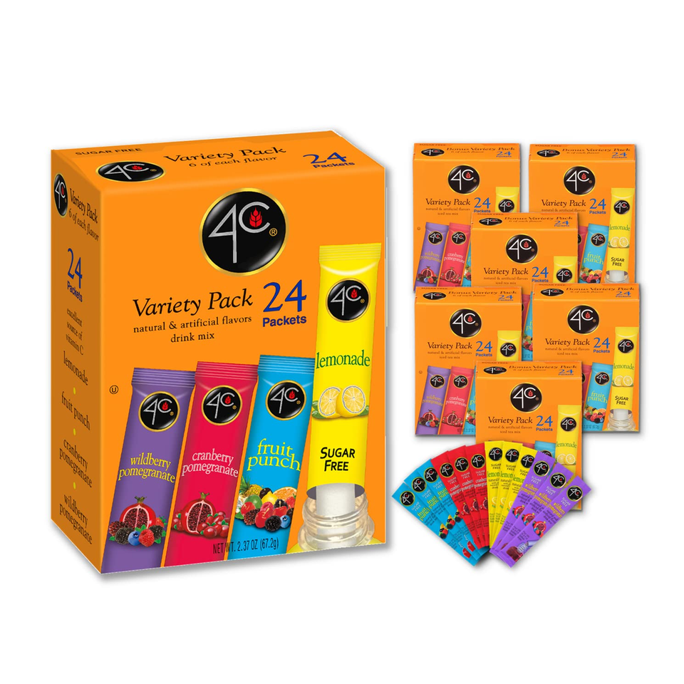 4C Drink Mix Packets Variety Singles, Sugar Free Water Flavoring, 24Ct ...