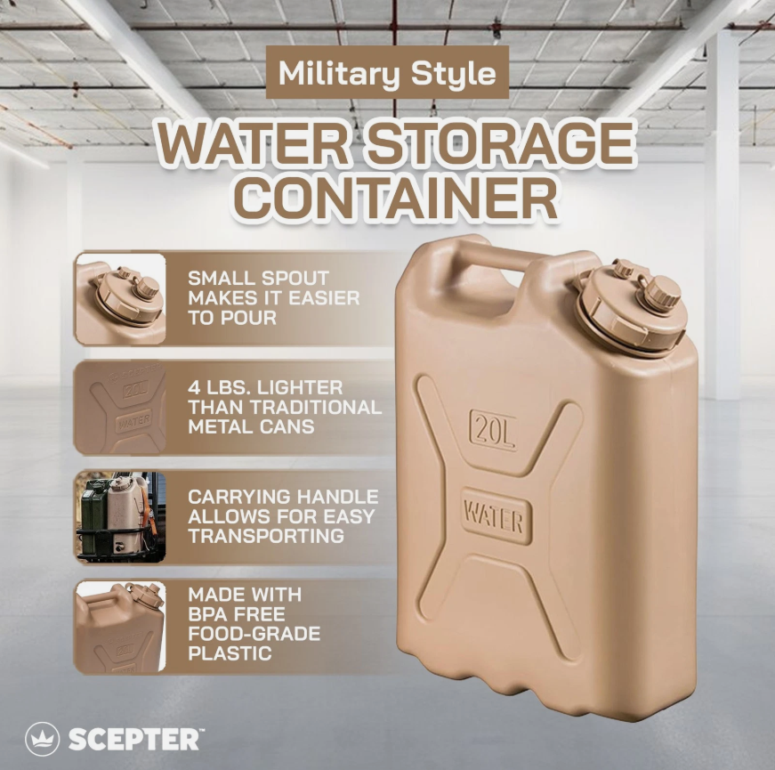 Scepter Lightweight BPA 5 Gallon 20 Liter Portable Water Storage ...