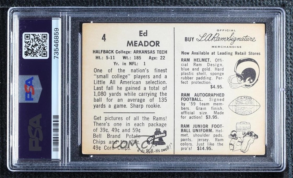 1959 Bell Brand Los Angeles Rams Eddie Meador Ed Meador #4 PSA 3 | eBay