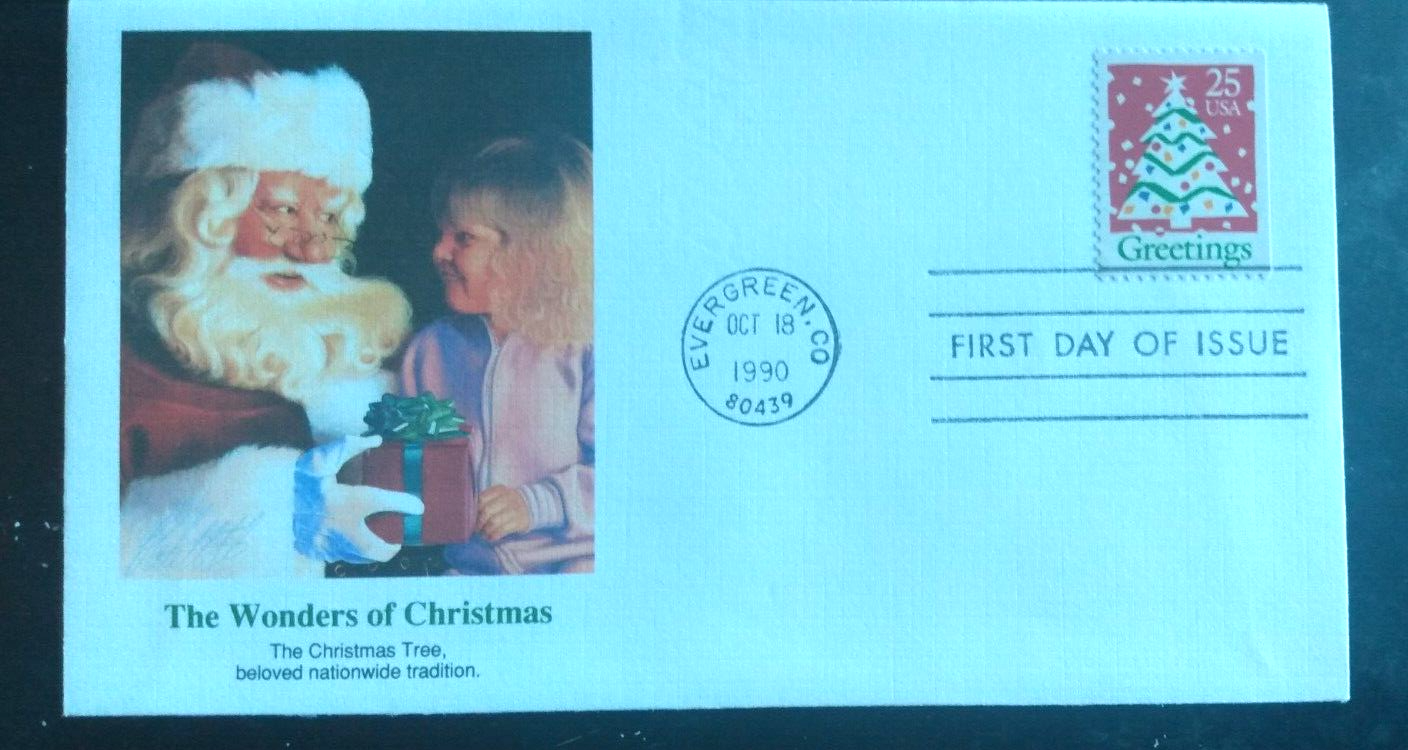 SANTA CLAUS WONDER OF CHRISTMAS TREE 1990 FLEETWOOD CACHET FDC VF ...