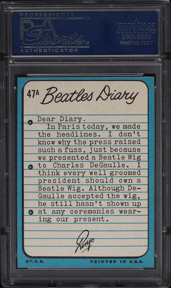 1964 Beatles Diary PSA 8 #47A George Harrison Rookie Card Topps Ringo ...
