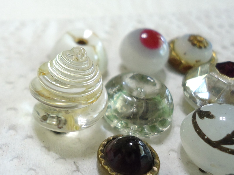 Lot of 12 Antique Glass Charm String Buttons 3/8" to 1/2" | eBay
