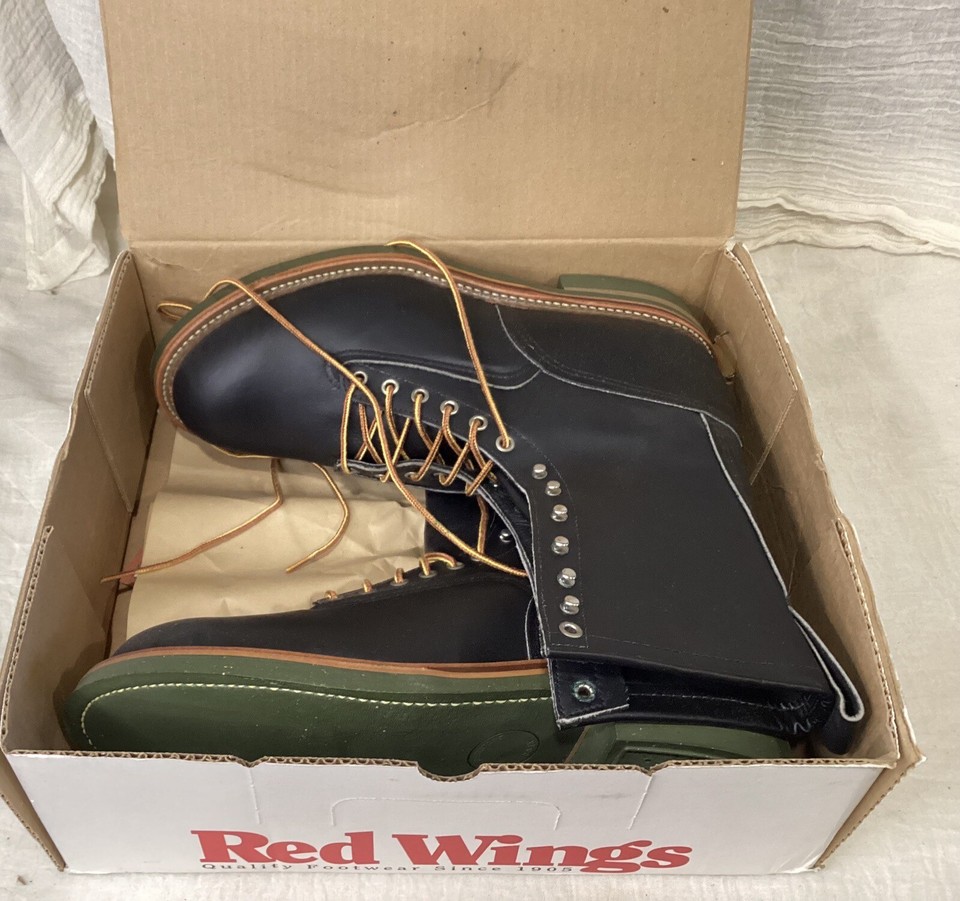 GREAT RED WING Made in USA 0919 BLACK Logger Work Boots NEW in Box NIB ...