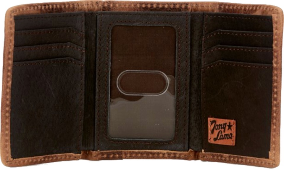 Tony Lama Western Mens Trifold Wallet Leather Hornback Embossed Brown ...