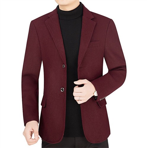 Men Formal Work Blazer Jacket Business Casual Button Slim Fit Suit Coat ...