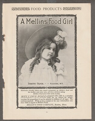 1899 MELLIN'S FOOD Magazine AD ~Dorothy OLIVER, FLUSHING, NY~ Swift's ...