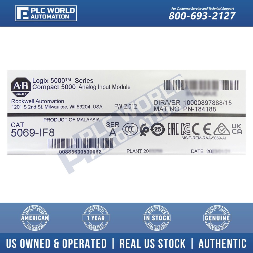Allen Bradley 5069-IF8 Ser A Compact 5000 Analog Input Module, 8-Ch ...