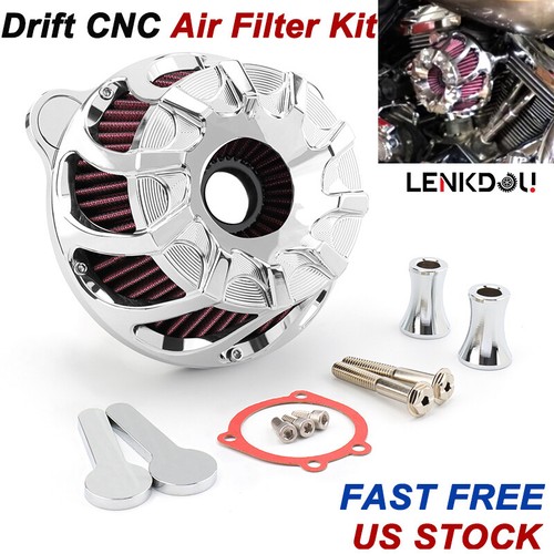 Chrome CNC Air Cleaner Intake Filters For Harley Touring Softail Dyna ...