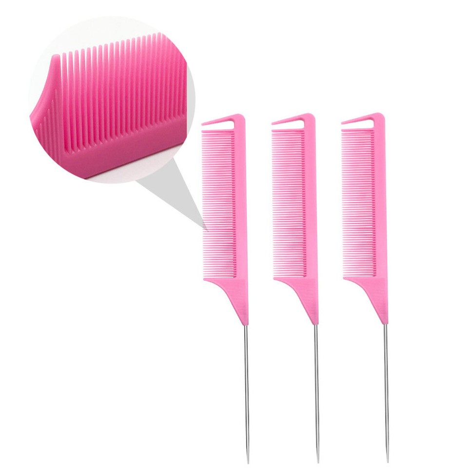 12pcs rat tail combs metal Hairdressing Comb Convenient Portable ...