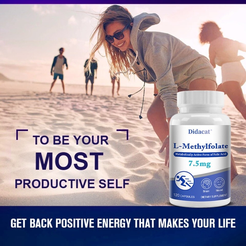 L-Methylfolate 7.5mg 120 Capsules - Brain Health & Energy Support ...
