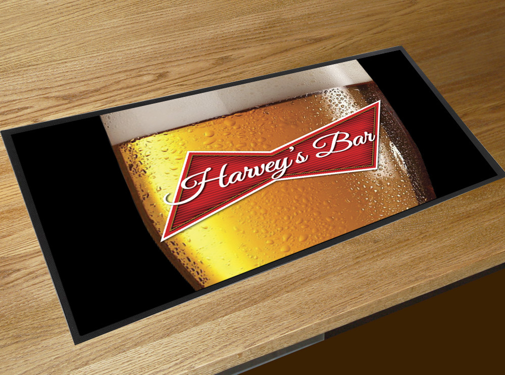Personalised with any name beer glass red label bar runner beer mat ...
