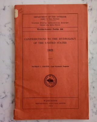 GEOLOGICAL SURVEY BOOK CONTRIBUTIONS TO HYDROLOGY OF THE US 1921 NATHAN ...