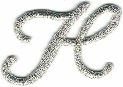 1 1/8" Fancy Metallic Silver Script Cursive Alphabet Letter H ...