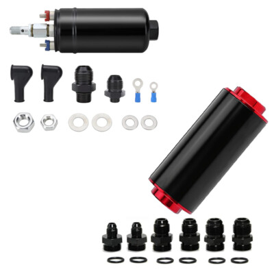 300LPH External Inline Electric High Pressure Fuel Pump + 100 Micron ...