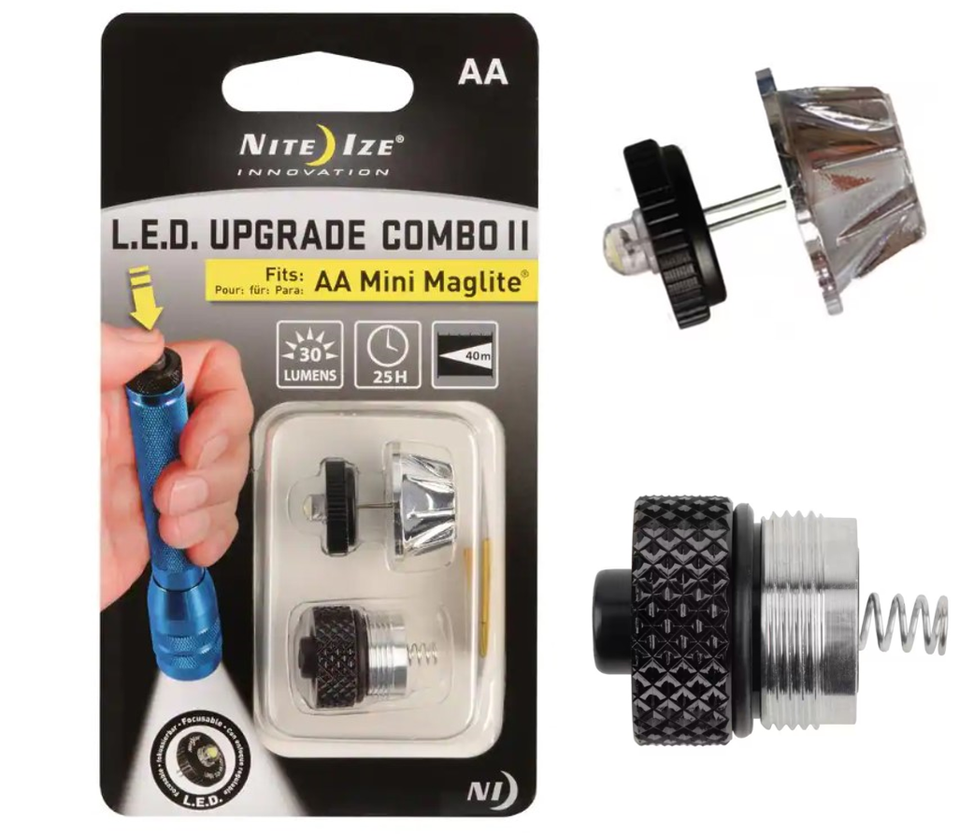 Flashlight Upgrade Kit LED Bulb 30 Lumen, Push Button Switch for Aa ...