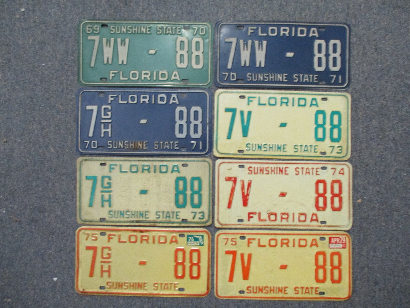 1970s Florida LOW NUMBER License Plate Tag GROUP of 8 Orange Co | eBay