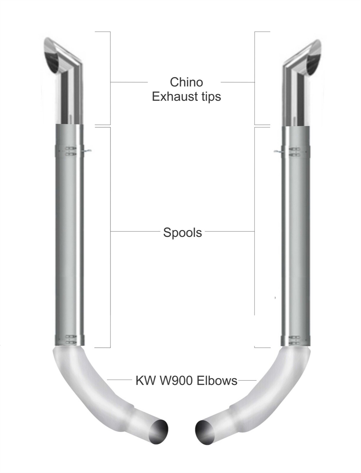 Kenworth W900 Chino tip Exhaust stack Set chromed Tracto Bull | eBay