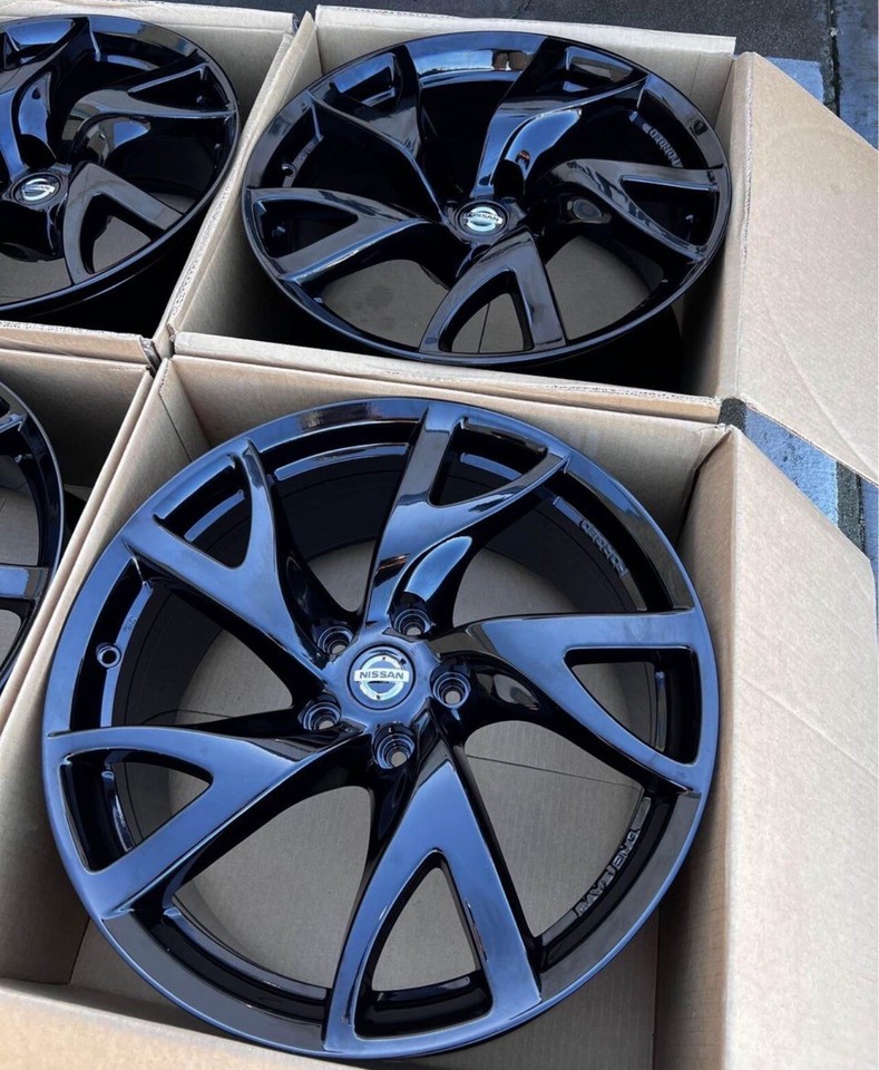 19” OEM Nissan 370Z 370 Z Rays Forged Wheels Rims Black Staggered ...