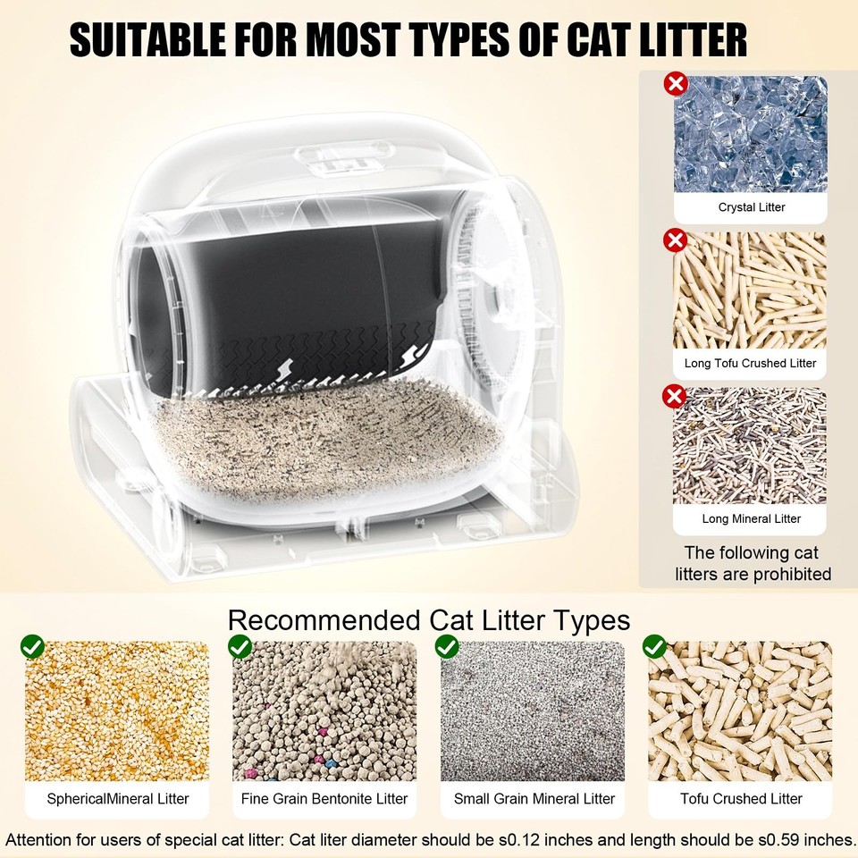 65L/9L Large Capacity Self-Cleaning Cat Litter Box for Multiple Cats ...