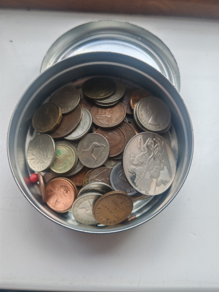 Vintage Tin Of Mixed Vintage World Coins Job Lot House Clearance | eBay UK