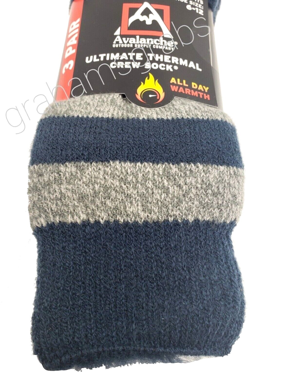 AVALANCHE ULTIMATE THERMAL CREW SOCKS MEN 6-12 SHOE SIZE 3 PAIR ALL DAY ...