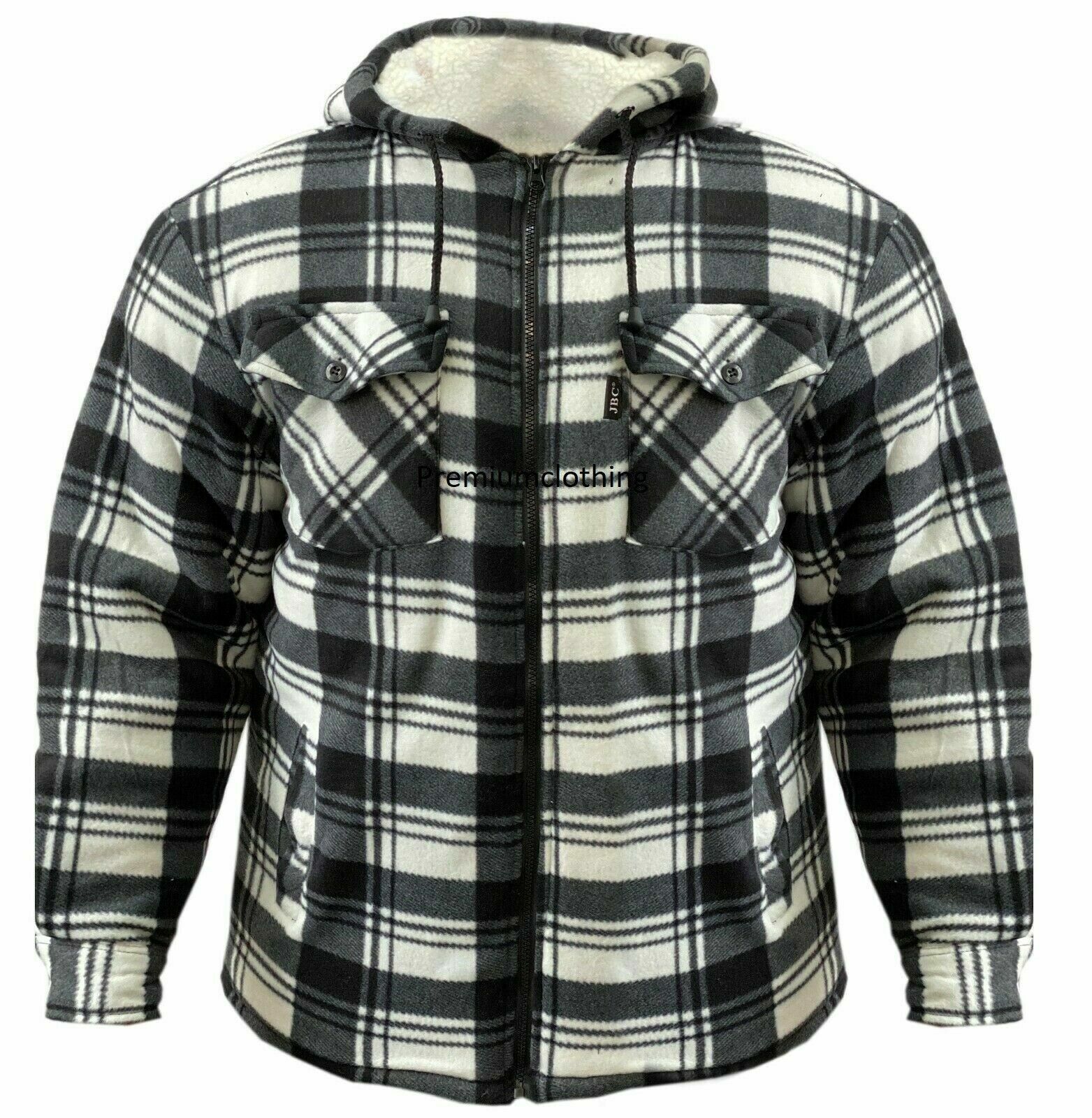 Mens quilted Fleece Lined LUMBERJACK Work Flannel Jacket Thick Warm ...