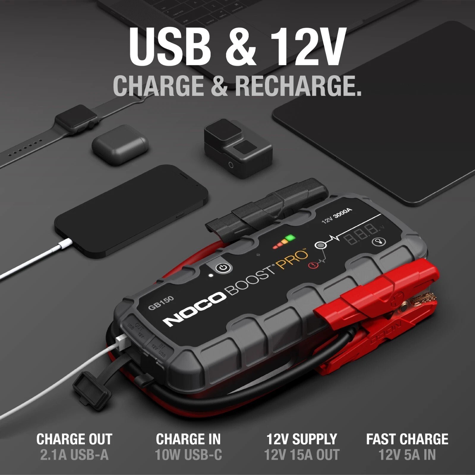 NOCO Boost Pro GB150 3000A 12V UltraSafe Portable Lithium Battery Jump ...