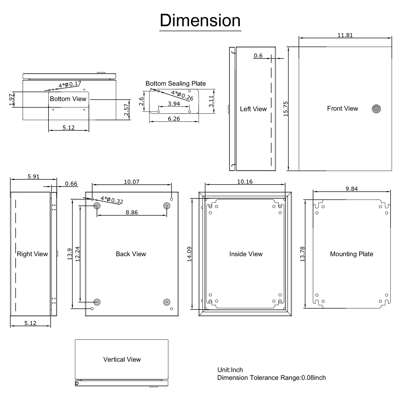 VEVOR 16x12x6'' Carbon Steel Electrical Enclosure IP65 Wall Mount ...