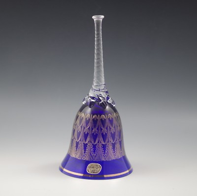 BOHEMIA GLASS INTAGLIO COBALT AND GOLD LARGE DINNER BELL -ORIG LABEL | eBay