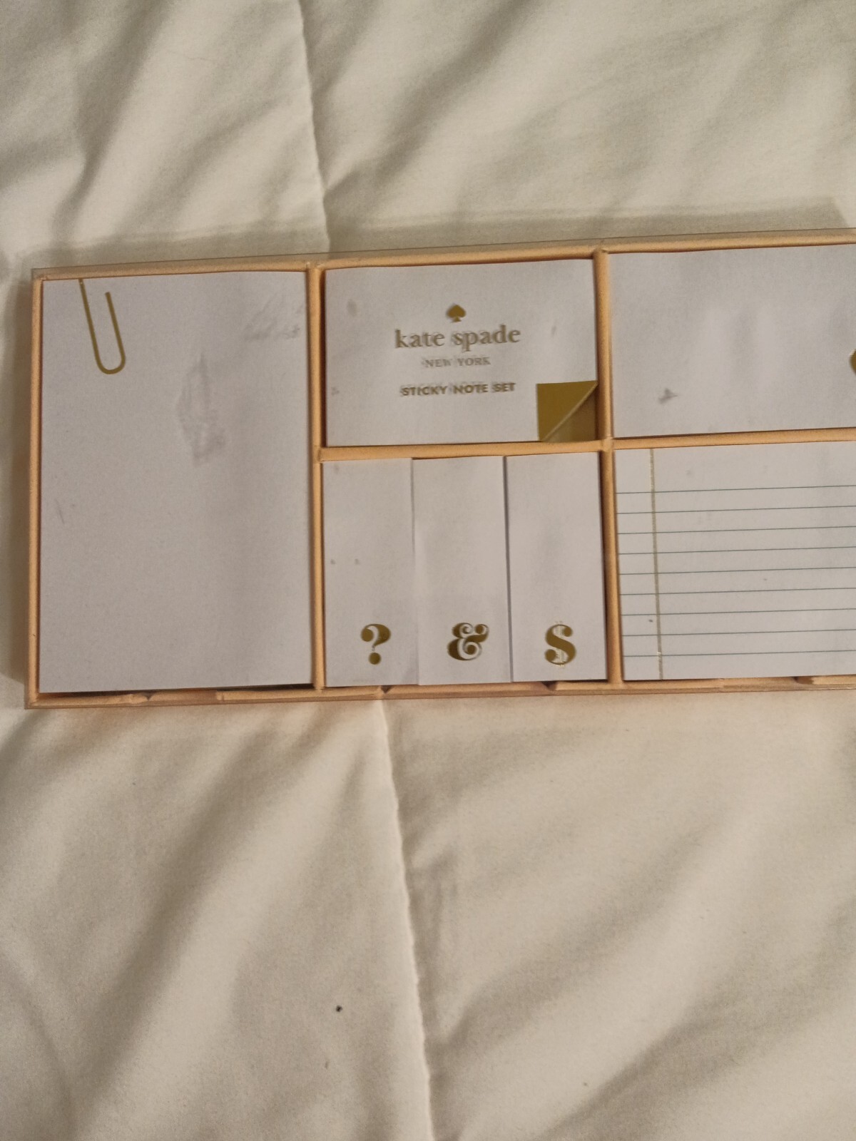 Kate Spade Sticky Note Set Strike Gold Office Desk Stationery Notepad ...