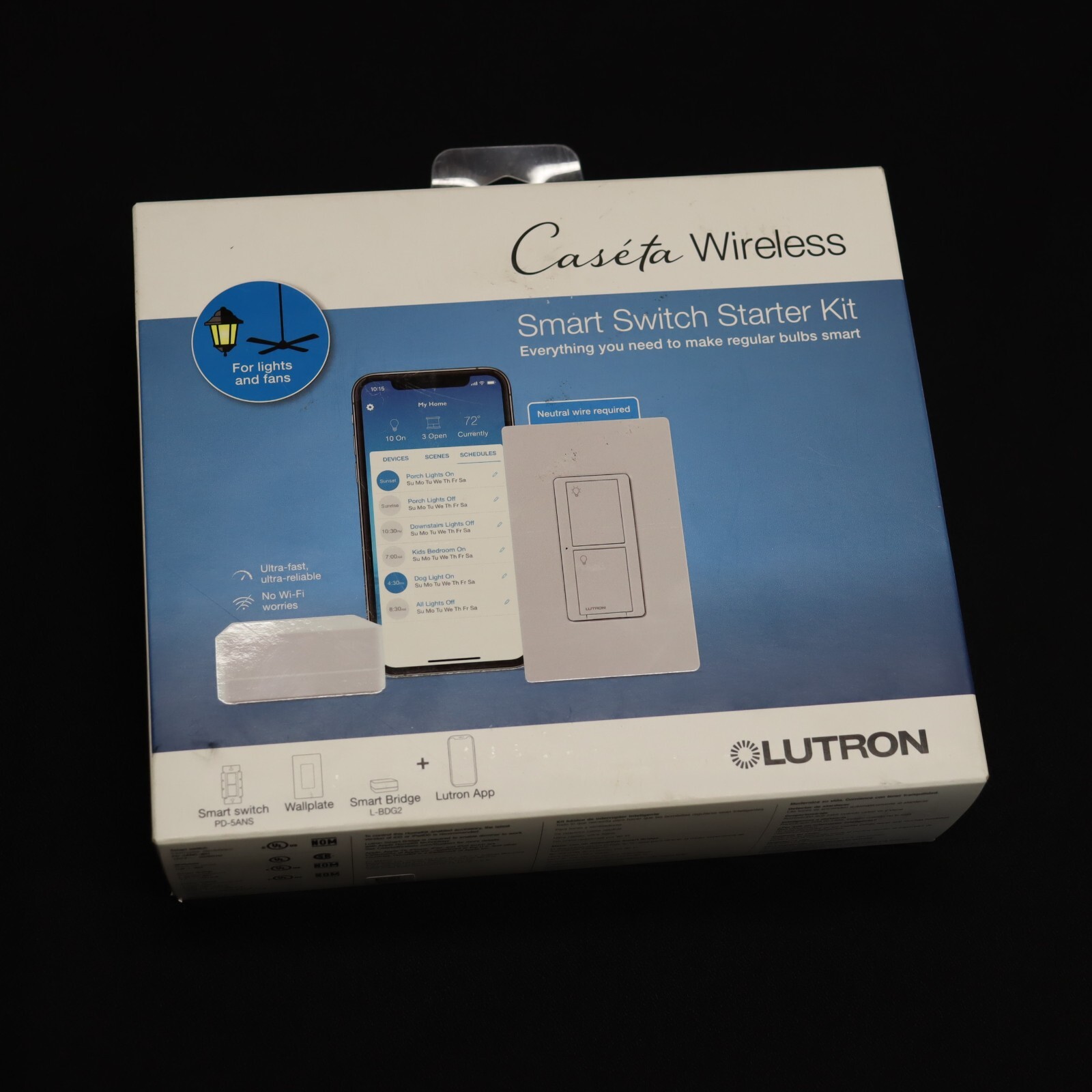 Lutron Caseta Wireless Smart Switch Starter Kit For Lights & Fans, W ...