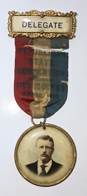 1904 Teddy Roosevelt Delegate Campaign Pinback Ribbon | eBay