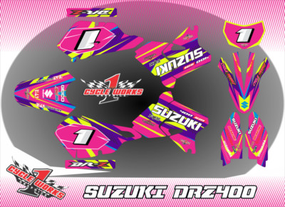 Suzuki DRZ400SM Drz400s drz400 Supermoto DRZ SEMI CUSTOM GRAPHICS KIT ...