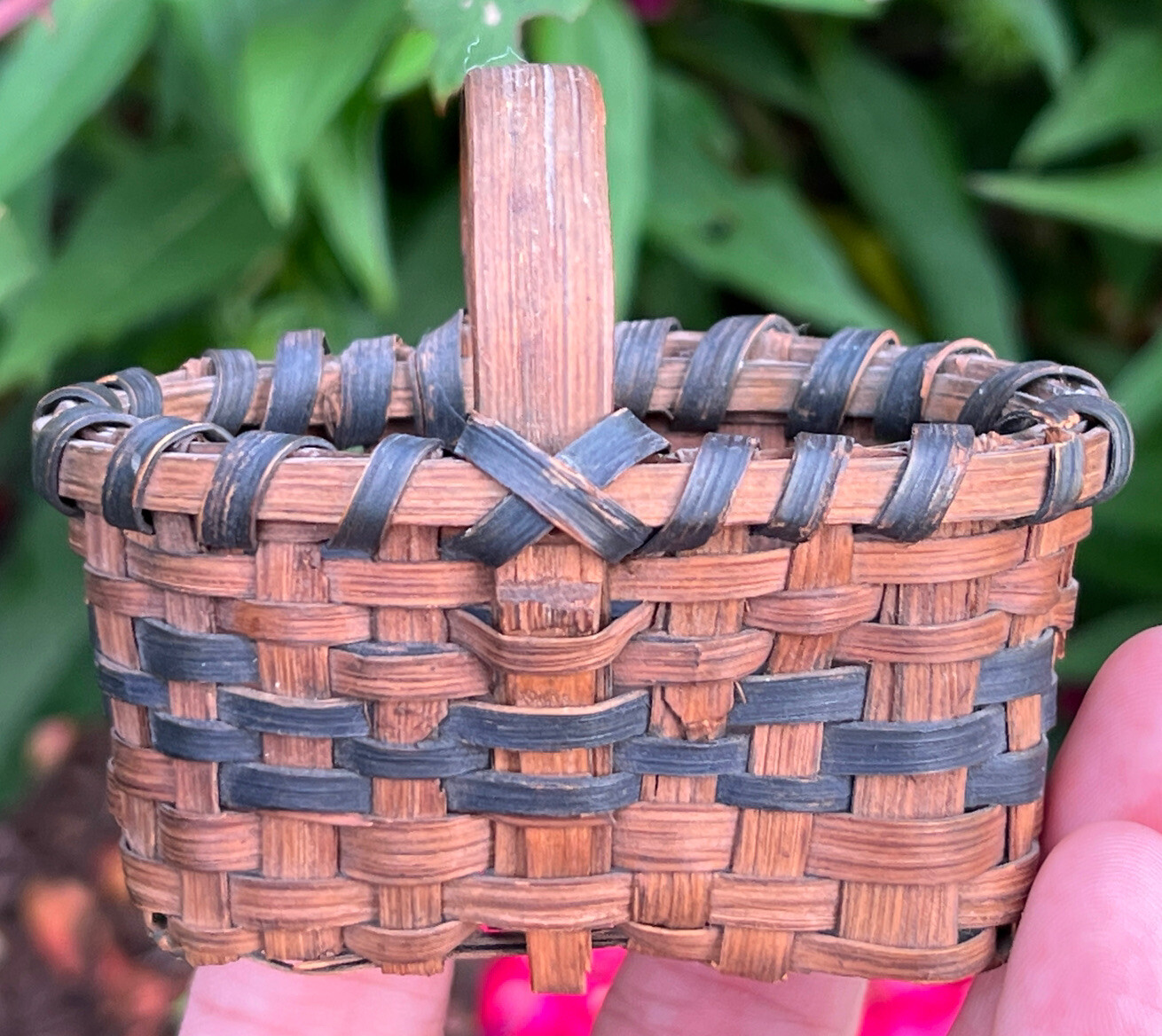 Early Antique Primitive Miniature Basket Split Oak Early Basket 3”Color ...