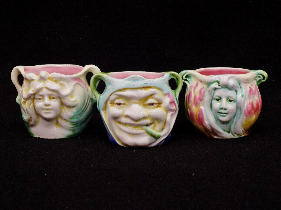 Lovely Art Nouveau Era Austrian Majolica Miniature Muse Character Vase ...