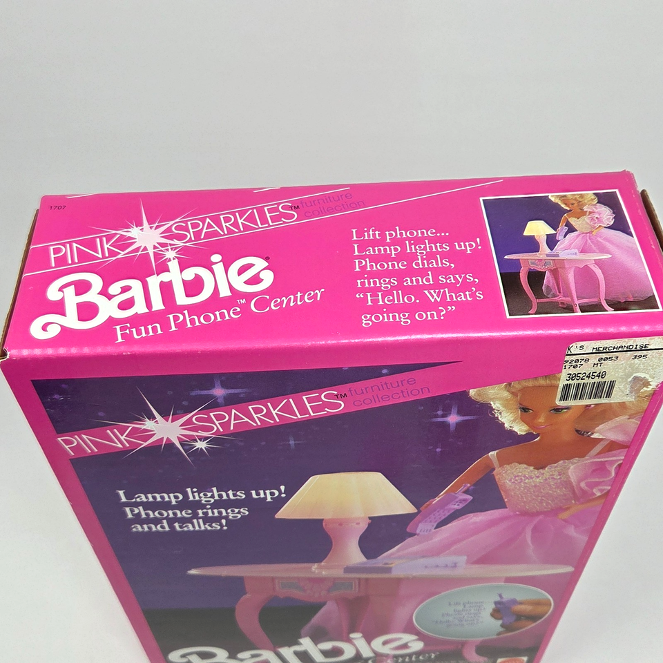 VINTAGE 1990 BARBIE DREAM HOUSE PINK SPARKLES LAMP FUN PHONE CENTER ...