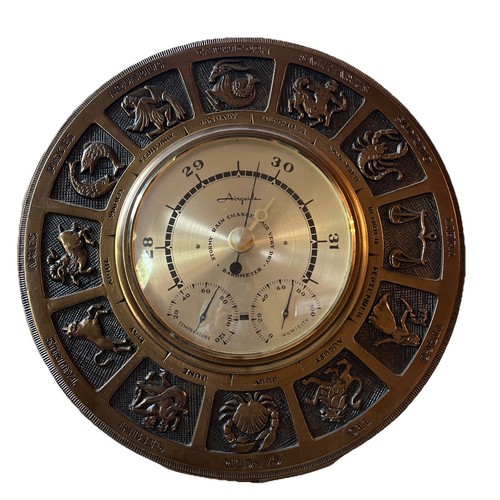 VINTAGE AIRGUIDE BAROMETER THERMOMETER HUMIDITY HOROSCOPE ZODIAC 14"MCM ...