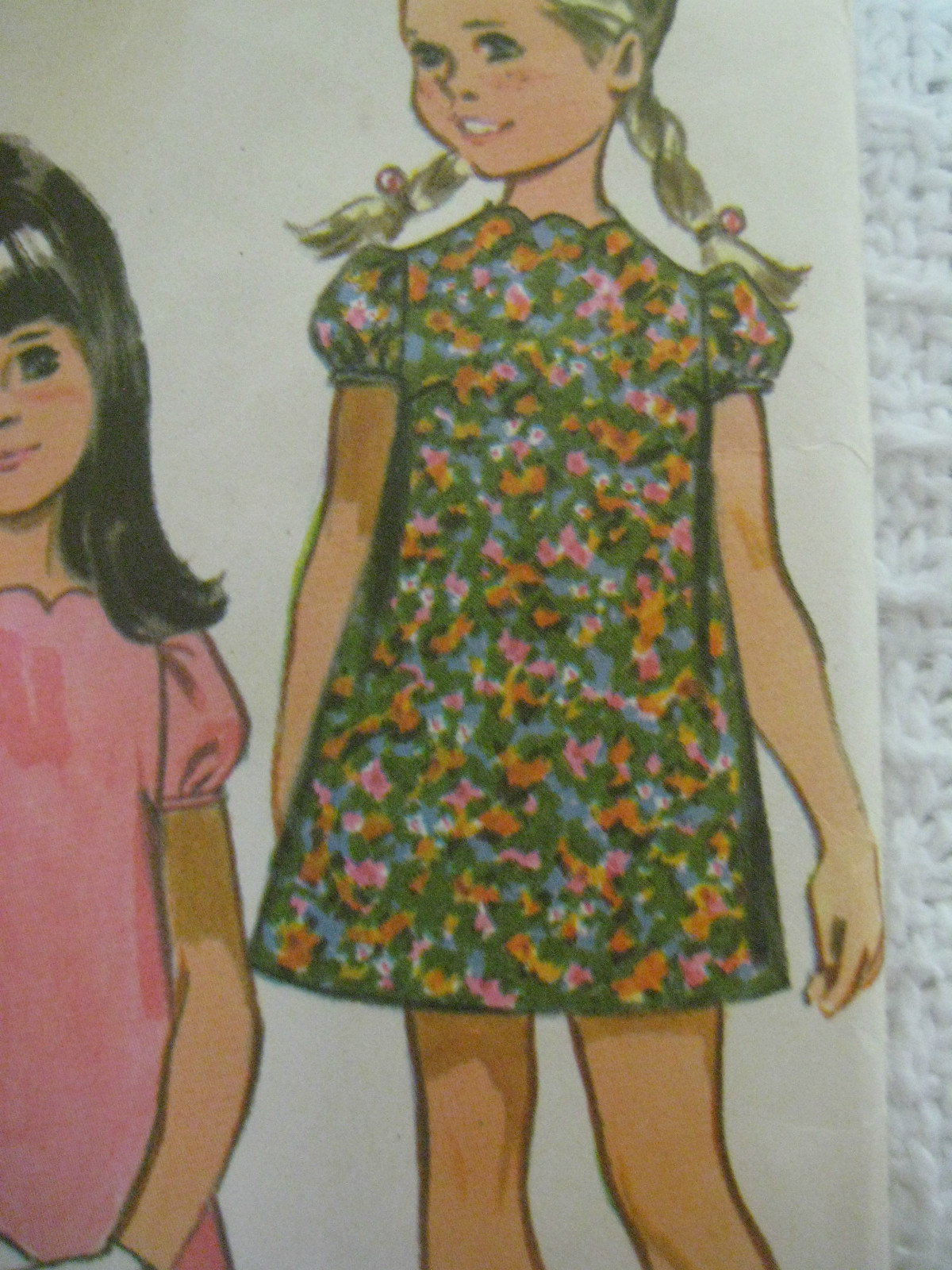 Vintage McCalls 9527 Girls SCALLOPED NECK & HEM DRESS Sewing Pattern Sz ...