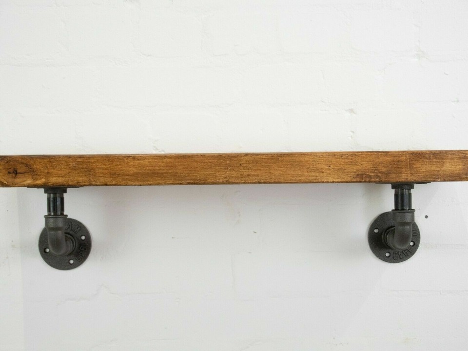 Steel Pipe Industrial Shelf Brackets Curved Style (Pair of Brackets ...