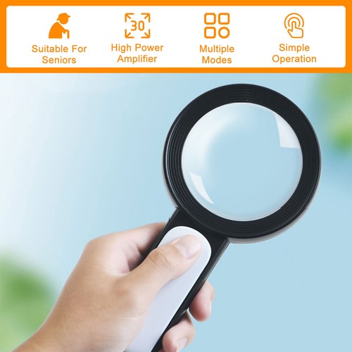 Magnifying Glass with 18 LED Lights 30X Handheld Large with 3 Light ...