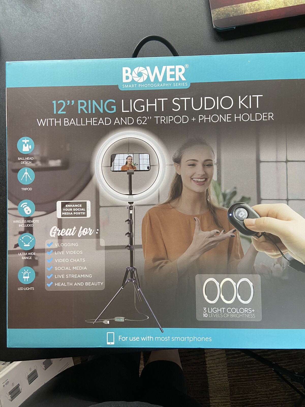 Bower 12” LED Selfie Ring Studio Light, Brand New Box 636980262147| eBay