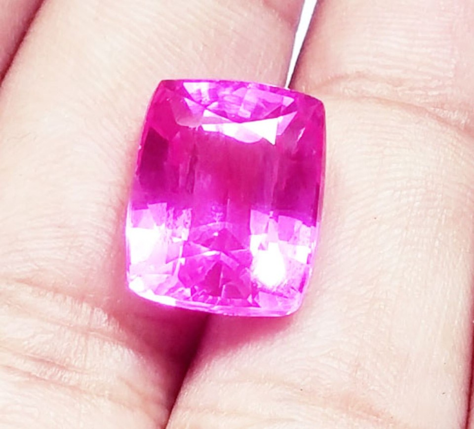 Natural Pink Sapphire Cushion Shape 10.75 Ct Certified Loose Gemstone ...