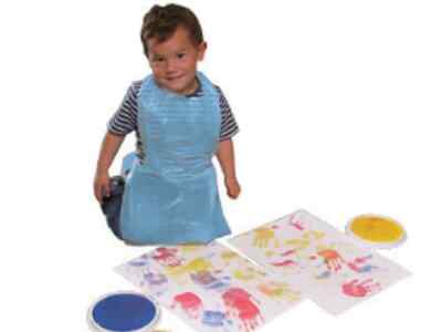 50 Blue Kids Disposable Waterproof Apron Childs Art Craft / Cooking ...