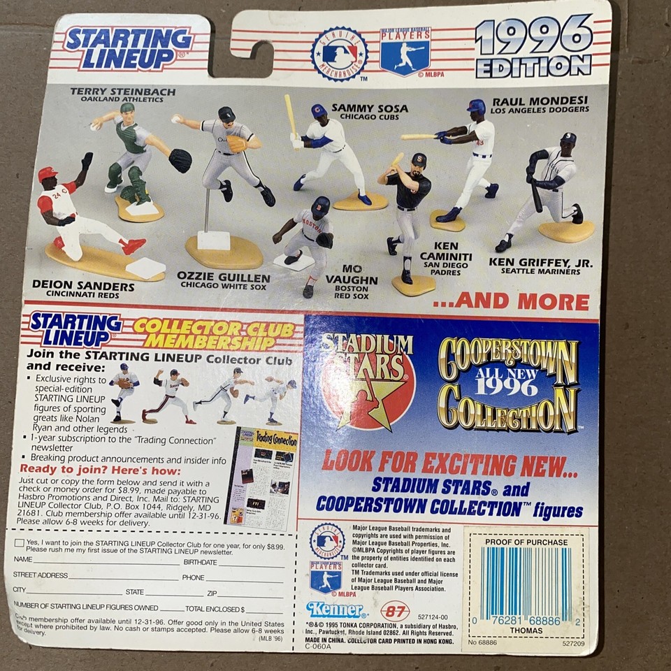 NEW~1996 FRANK THOMAS KENNER STARTING LINEUP ACTION FIGURE & CARD~WHITE ...