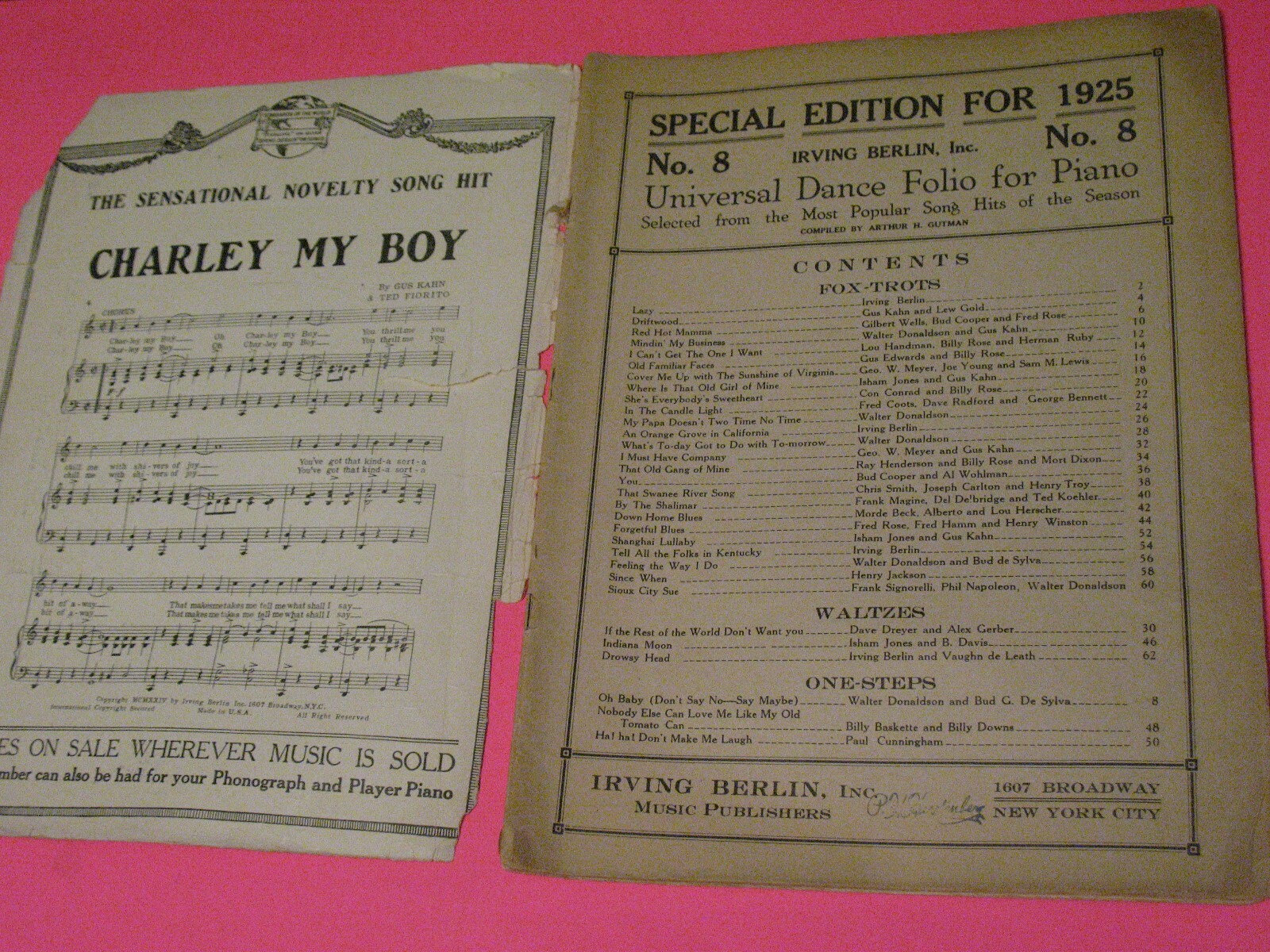 1925 Song Book - Irving Berlin 1925 Dance Folio for Piano. 31 songs. 64 ...