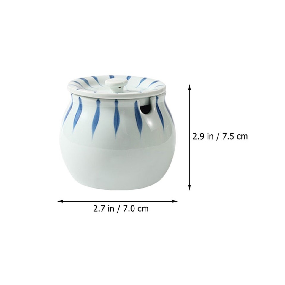 3 Sets Salt Pot with Lid Hand-painted Spice Container Canister Pepper ...