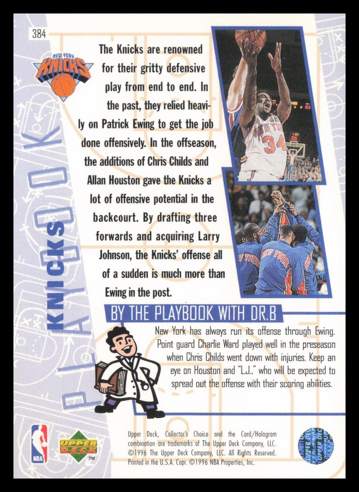 1996-97 Collector's Choice #384 Knicks Playbook New York Knicks HOF | eBay