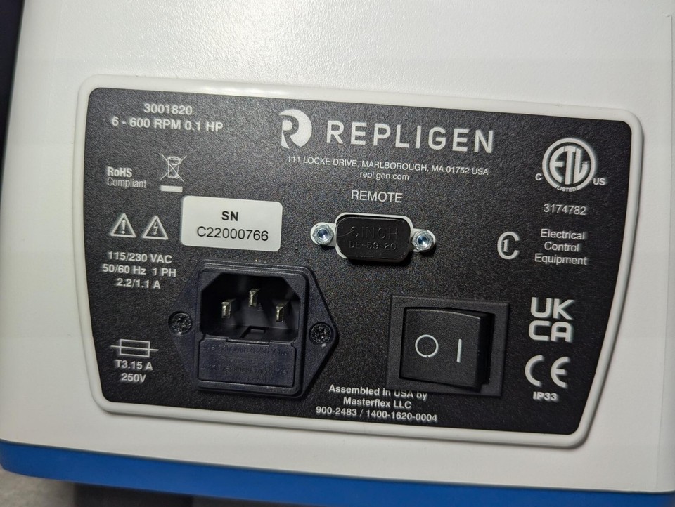Repligen KrosFlo KR1 with Head pump 900-2484 Use Tubing L/S 13,14,16,25 ...