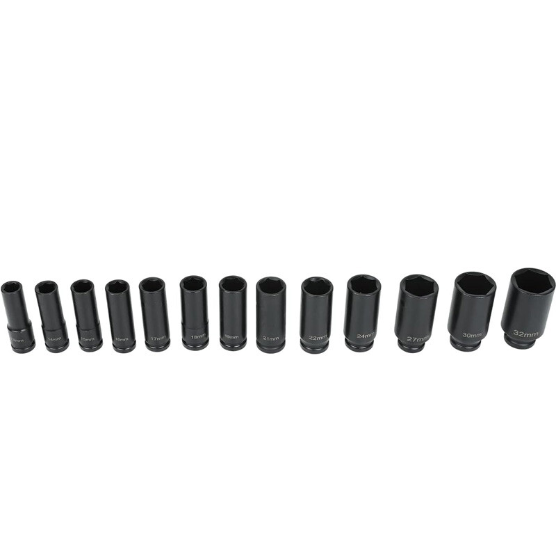 35 pcs Deep Impact Socket Set 1/2" Metric Drive 8-32mm SAE Impact ...